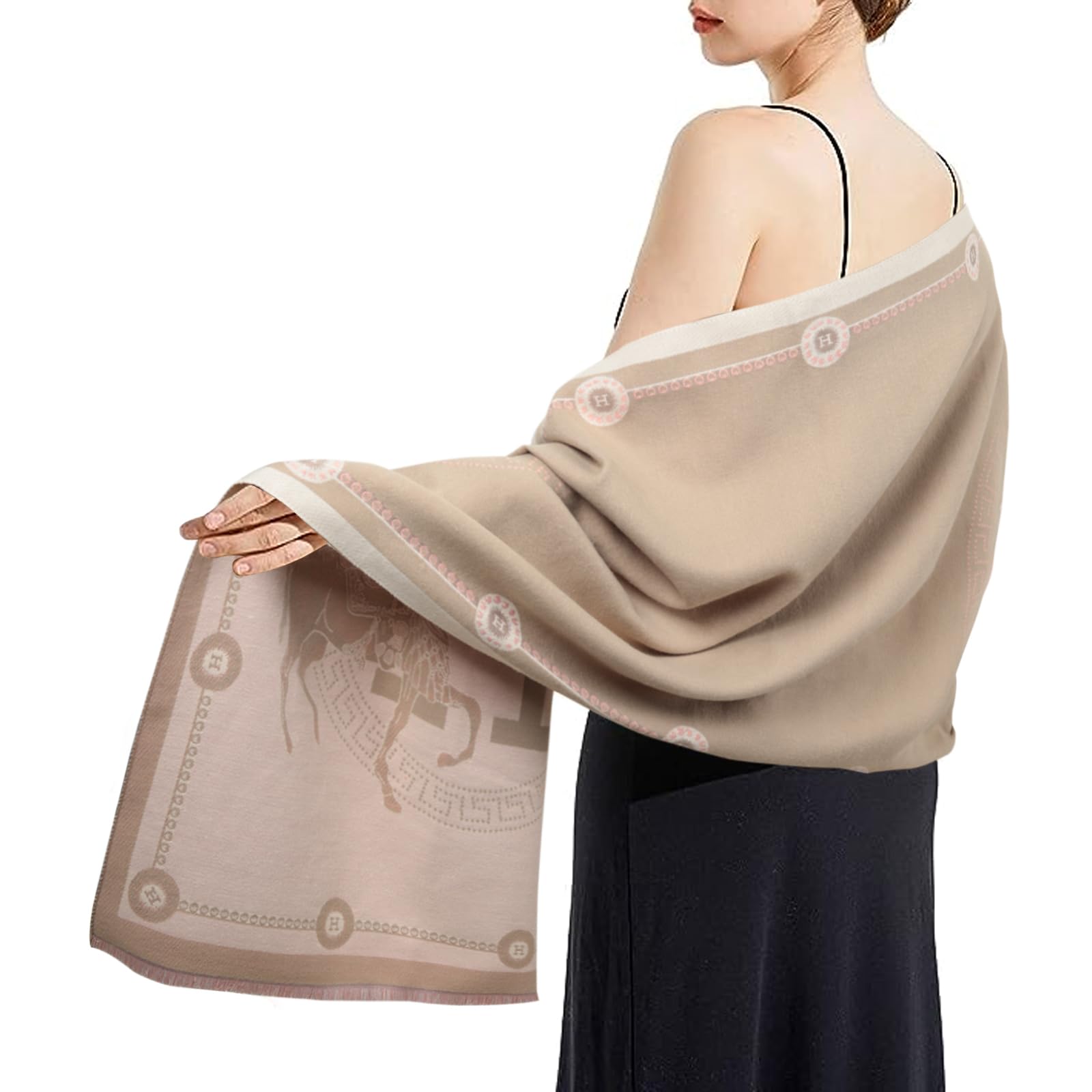 EXTREE Women Scarf Pashmina Shawl Wrap for Evening Dressing Blanket Open Front Poncho Cape