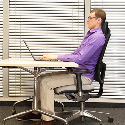 Tofficu Office Chair Headrest Attachment Head Support Cushion Upholstered Adjustable Height Angle for Ergonomic Executive Chair,2.6cm Fixing Clip Backrest Thickness 2-2.4cm,Not Suitable for Soft Chair