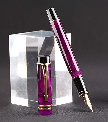 M600s Marble Purple Fountain Pen, Iridium Extra Fine Nib Writing Gift Pen