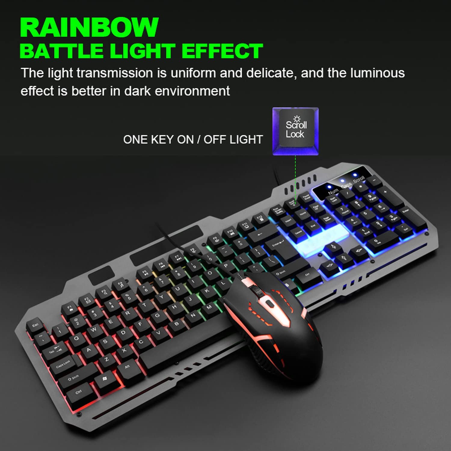 EXHNLE Mechanical Keyboard and Mouse Combo Wired 104 Keys Backlit Gaming Keyboard Red Switch, USB Wired Backlit Keyboard, for Laptop PC Computer Game and Work (Color : White)
