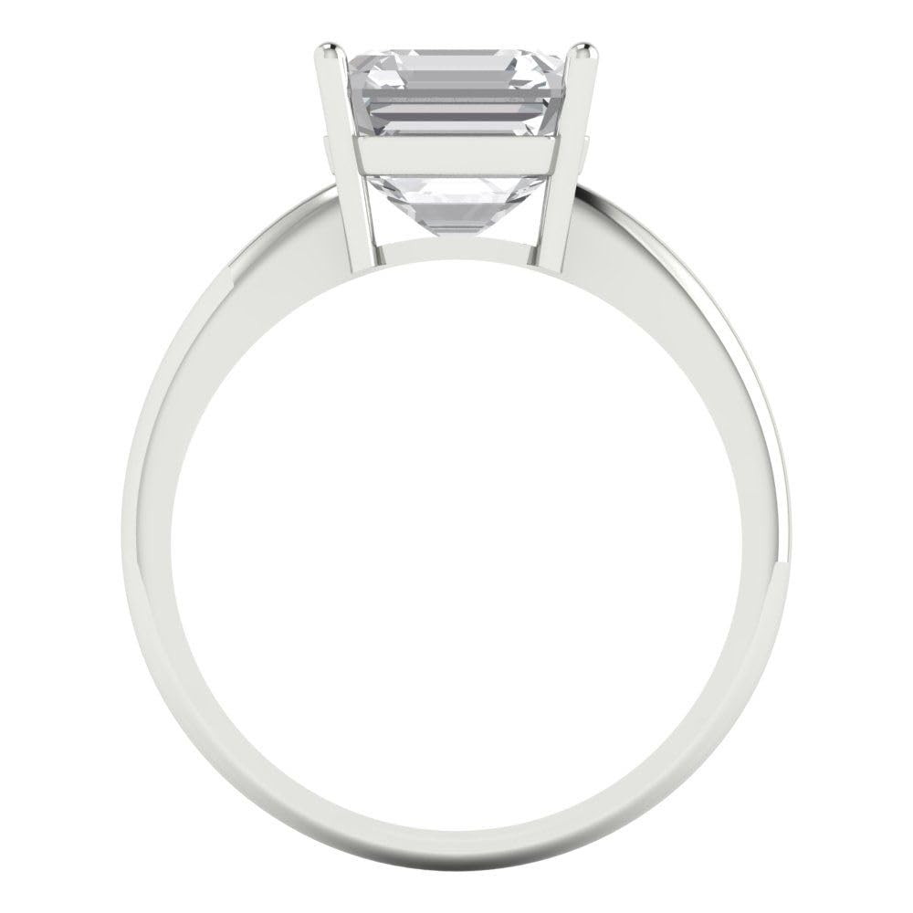 Clara Pucci 2.5 ct Asscher Cut Solitaire Genuine Moissanite Wedding Bridal Designer Anniversary Engagement Ring in 14k White Gold