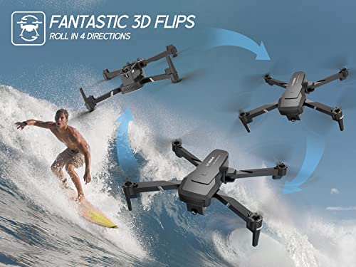 NEHEME NH760 Drones with 1080P HD Camera for Adults, WIFI FPV Live Video, RC Quadcopter Foldable Drones for Kids Beginners, Headless Mode, One Key Start Toys Gifts with 2 Batteries, Upgraded Version