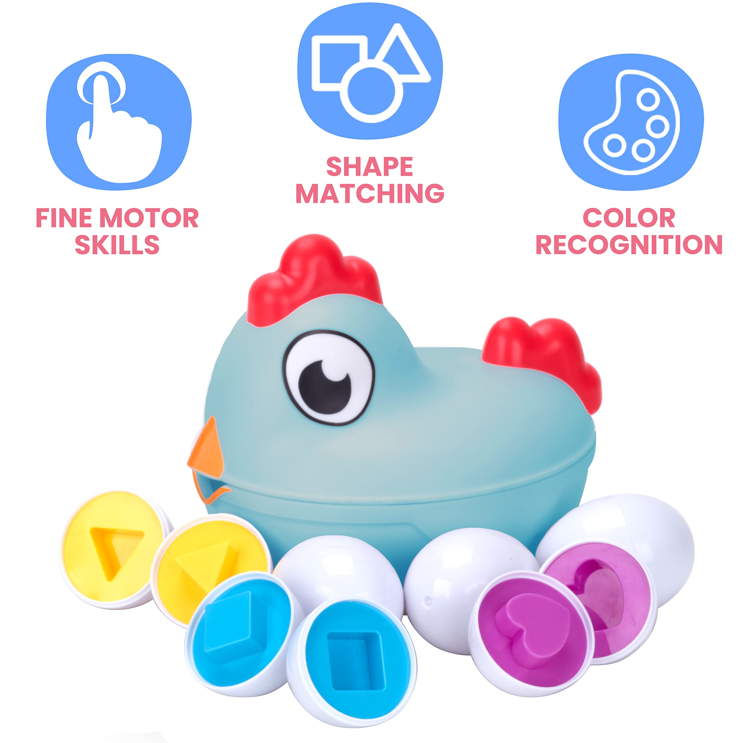 Egg Toy Set Matching Eggs for Toddlers 1-3 – x6 Toy Eggs Play Eggs That Crack Open | Great Montessori Easter Gift