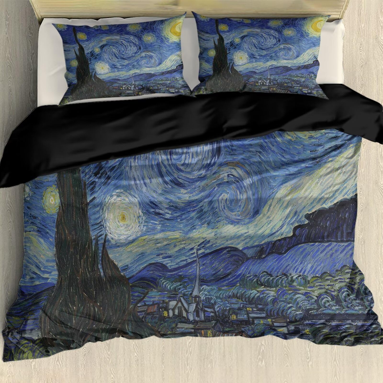 Gearider Starry Night Comforter Cover 3 Pcs Van Gogh Artwork Duvet Covers Bedspread Abstract Bedding Set Twin Size Bed Set (1 Duvet Cover 2 Pillowcases)