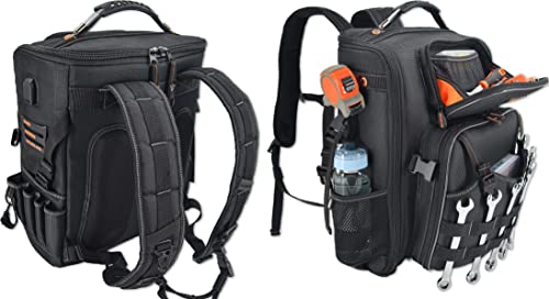 Full-Open Tool bag backpack, bookbag for men, electricians, construction