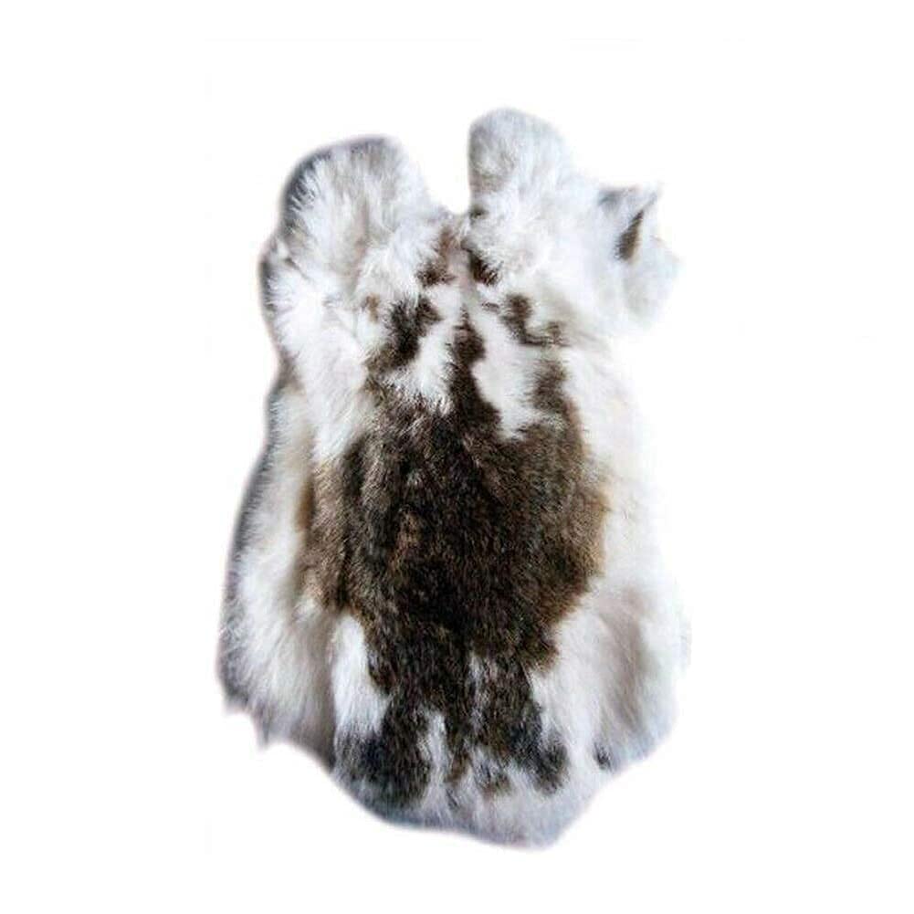 Natural Spotted Color Rabbit Fur Pelt Hide(10" by 12" with Sewing Quality Leather) - Soft Professionally Tanned 1PCS