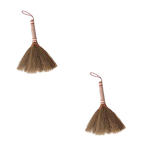 Healeved 2 Pcs Hand-Knitted Small Broom Small Cage Broom Hamster Broom Hamster Mini Broom Pet Cage Cleaning Household Brooms Cage Cleaning Tool Sweep Cleaning Brush Floor Sweeper Miscanthus