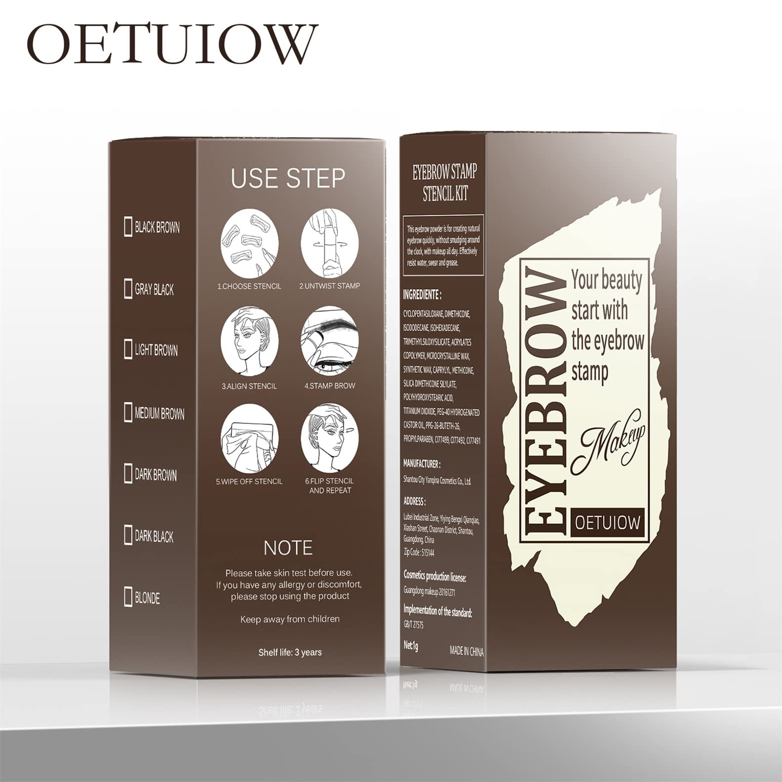 Eyebrow Stamp Stencil Kit - 1 Step Eye Brow Stencil Kit for Beginners, Brow Stencil and Stamp Kit Long-lasting, Smudge-Proof & Waterproof, 24 Reusable Eyebrow Stencils for Perfect Brow (Dark Brown)