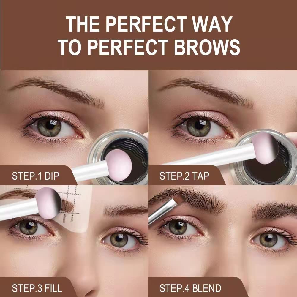 Eyebrow Stamp Stencil Kit, Brow Stamp, 24 Pieces Eyebrow Stencils Thick and Thin with 2 Dual Ended Brush and Sponge Applicators, Perfect Natural Brow, Waterproof (Medium Brown)
