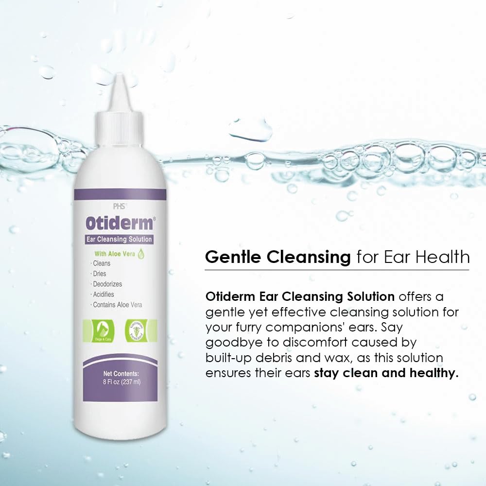 Otiderm Ear Cleansing Solution for Dogs and Cats - Deodorize and Gently Clean - Anti-Irritant Formula with Neutral pH and Aloe Vera - Healthy Ears - 8 fl oz, 3-PACK