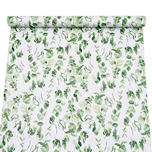 Yifasy Drawer Shelf Liner Green Leaf Self-Adhesive Furniture Inner Lining Paper Sheet Removable Wallpaper Roll 118x18 Inch