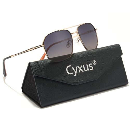 Cyxus Military Aviator Sunglasses for Men Trendy Pilot Shade Metal Frame Polarized Lens UV Protection for Outdoor(1021W06 Brown)
