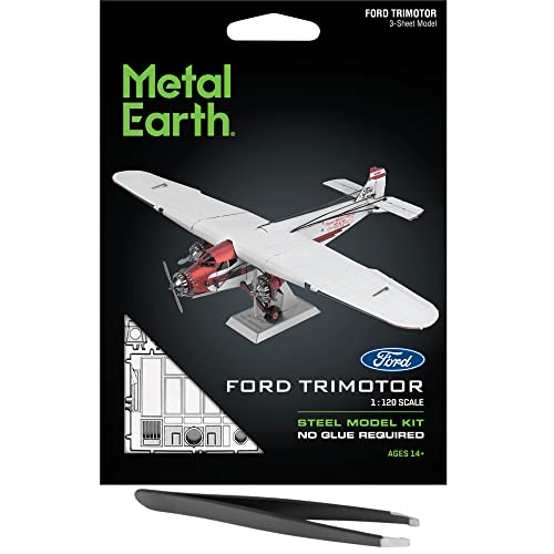 Fascinations Metal Earth Ford Trimotor 3D Metal Model Kit Bundle with Tweezers