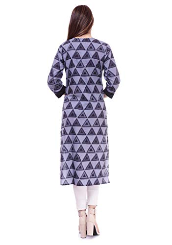 Ramkudi Indian Women's Printed Cotton Kurti Top (Grey)