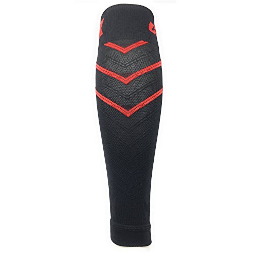 CSX 15-20 mmHg Compression Sleeve for Men and Women, Leg Calf Support, Athletic Sport Fit, Red on Black, Medium