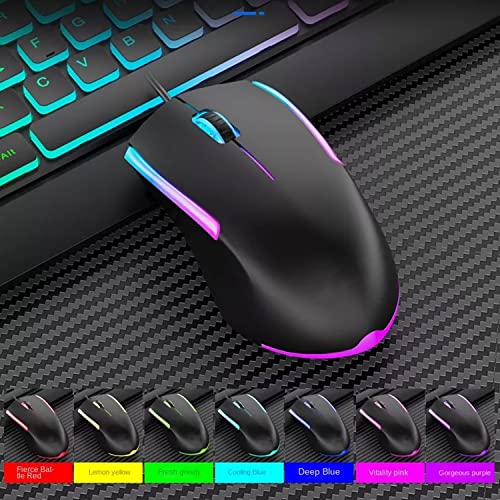 EXHNLE 104 Keys Gaming Keyboard and Colorful Mouse Combo,USB Wired Mechanical Feeling Gaming Keyboard, 104 Keys USB Ergonomic Keyboard, for PC Computer Gamer