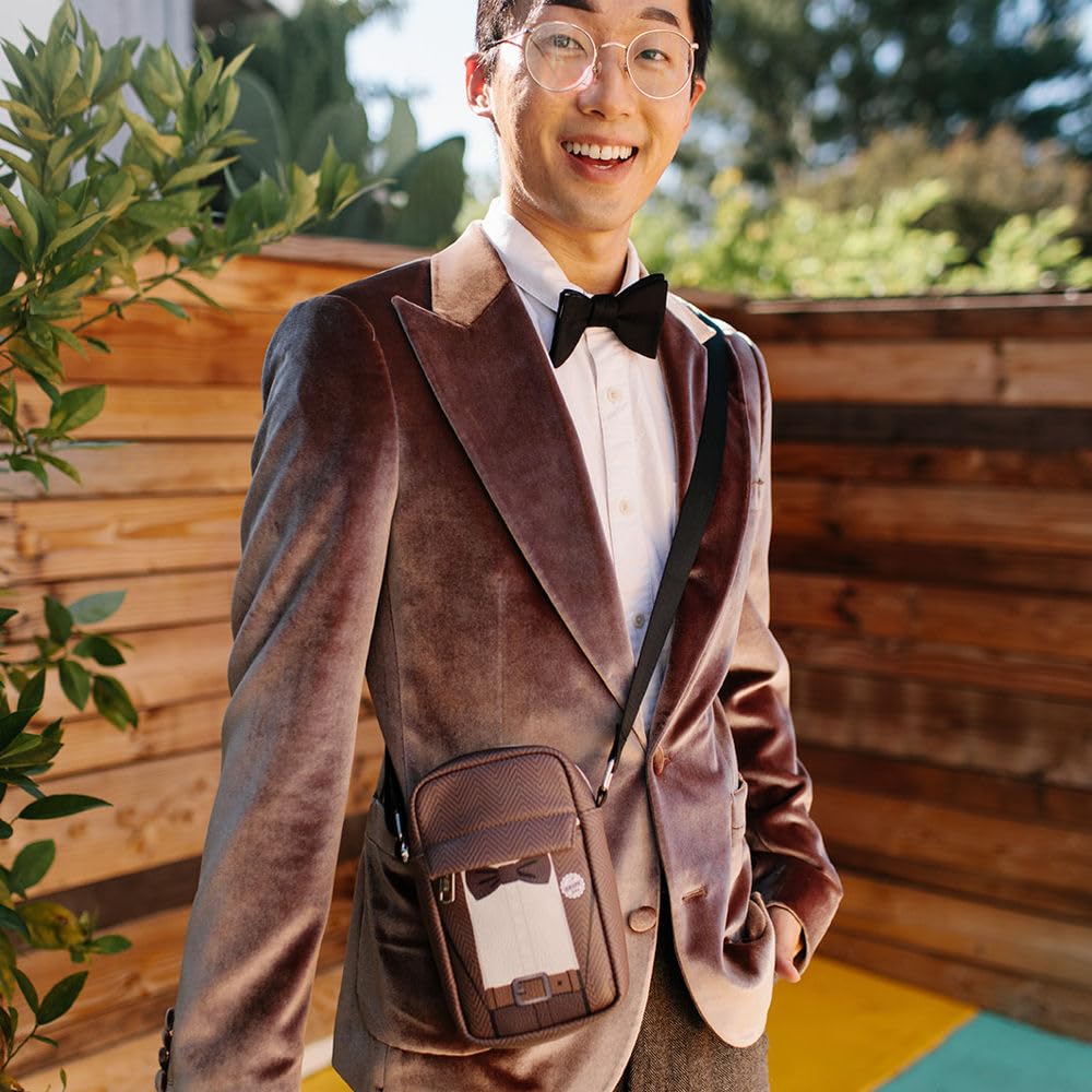Disney Bag, Cross Body, Pixar, Up, Carls Suit Character Close Up, Brown, Vegan Leather