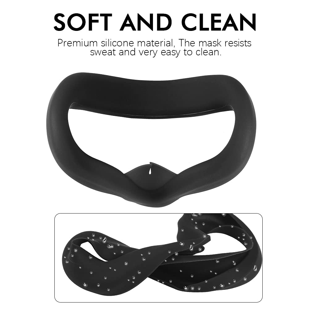 Colohas VR Interfacial Silicone Cover Face Cover for Oculus Quest 2 Sweat Guard Anti-Leakage Cushion Pad (Black)