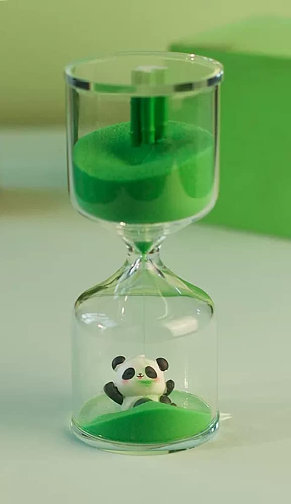 Falytemow 30 Minutes Hourglass Green Farm Sand Timer Cute Cow Desktop Decoration for Kitchen School Teaching (Green Panda)