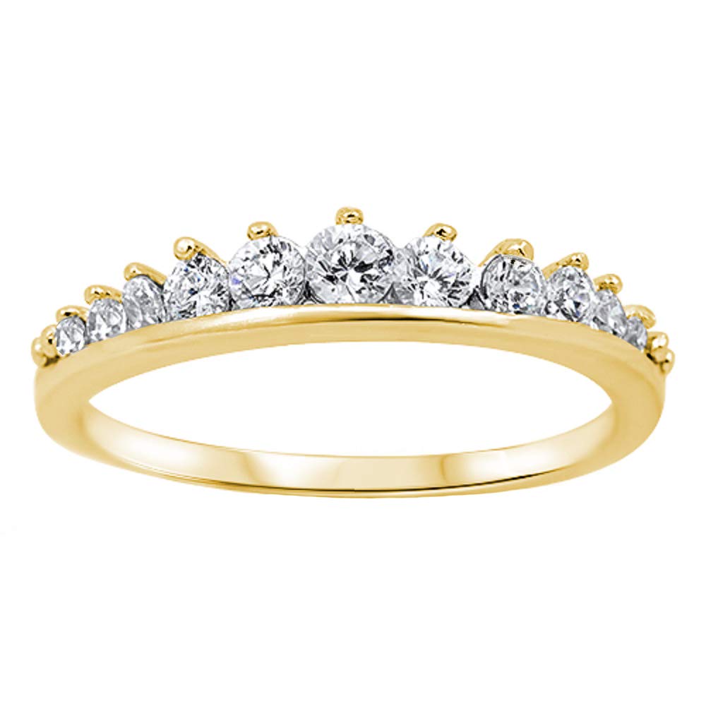 CloseoutWarehouse Cubic Zirconia Journey Tiara Ring Yellow Gold-Tone Plated Sterling Silver Size 15