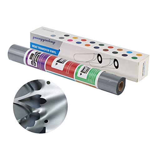 guangyintong HTV Heat Transfer Vinyl Rolls 12" x 5ft - Iron on Vinyl Easy to Cut &Weed, Glossy Surface (k11-Grey 01)
