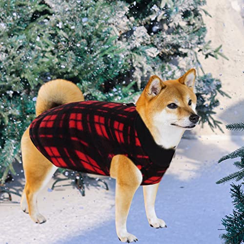 Rbenxia 4 Pieces Buffalo Plaid Dog Sweaters with Leash Ring Soft Fleece Vest Dog Pullover Warm Jacket Pet Dog Clothes Winter Dog Outfits for Small Puppy Cat Pets (Medium)