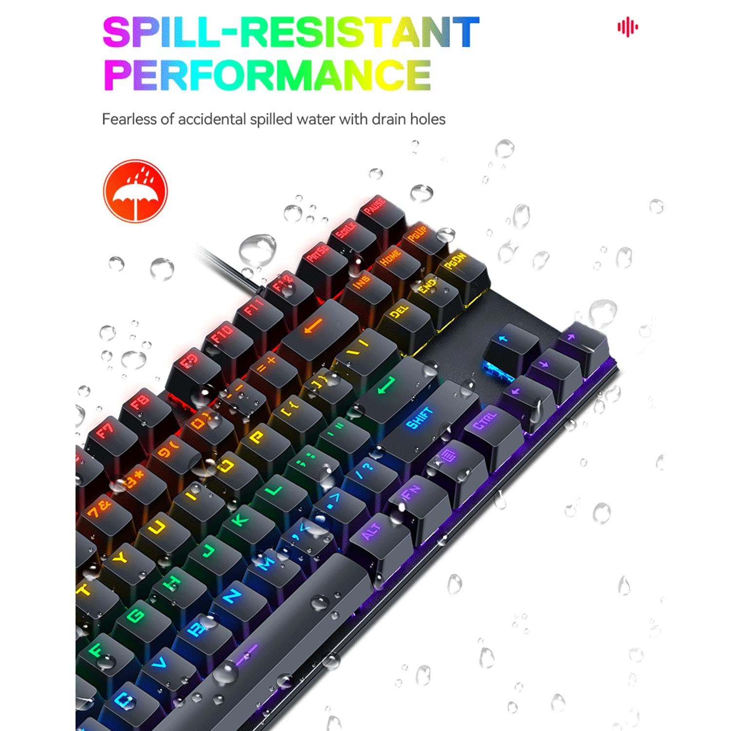 EXHNLE 87 Keys Gaming Keyboard, Mechanical Keyboard RGB Backlit Compact Keyboard USB Wired Backlit Keyboard, for Laptop PC Computer Game and Work