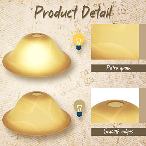 Retisee Amber Glass Lampshade Glass Lamp Shade Replacement Light Bulb Cover Chandelier Vanity Fitting Opening 1.25 Inch for Base E27 Socket