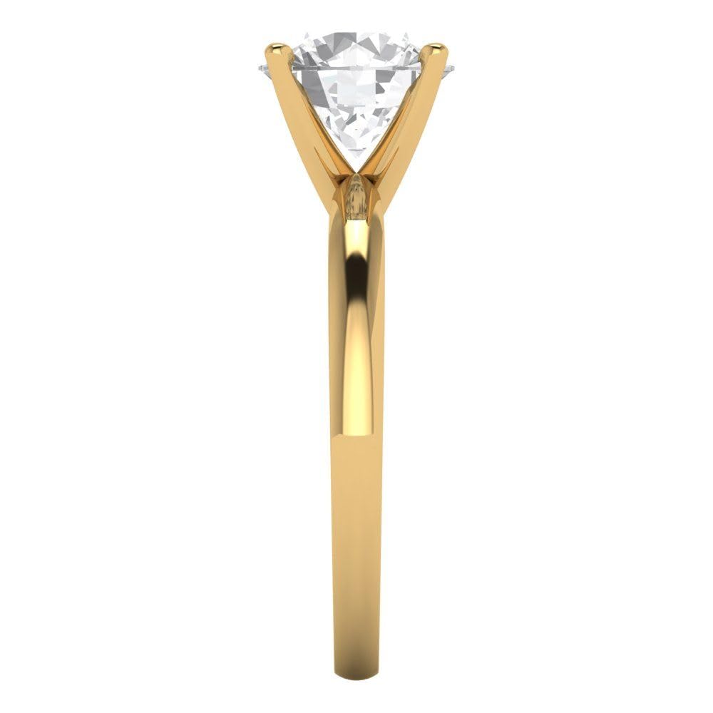 Clara Pucci Yellow 14k Solid Gold Solitaire anniversary Engagement Promise Bridal Ring - 2 Ct Round Cut Clear Simulated Diamond Sz 6