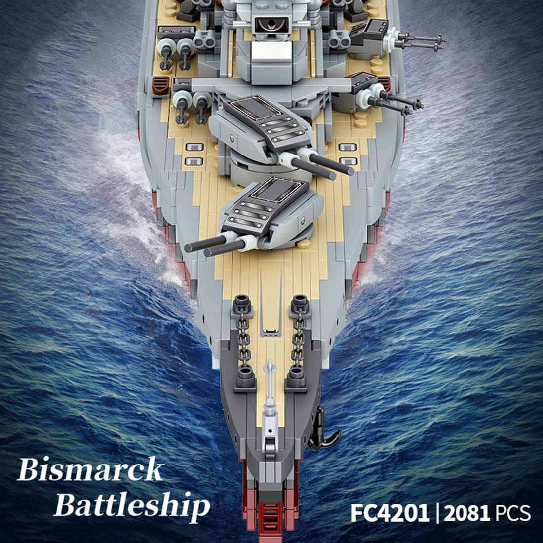 DIYI DIY Bismarck Battleship Model MOC Building Blocks Toys Set, Military Warship Compatible with Lego (2081PCS)