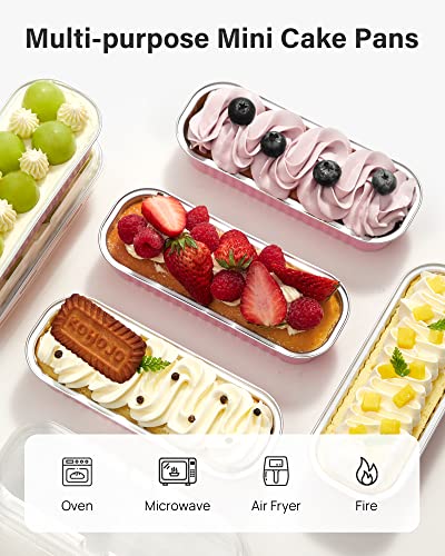 Kootek Mini Loaf Pans with Lids, 50 Pack Disposable Rectangle Mini Aluminum Foil Cake Pans Tins for Baking Mini Loaf Brownie Bread Cake Ramekins