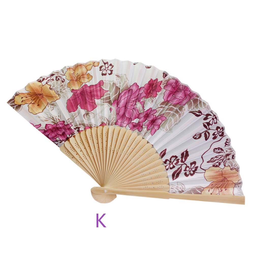 Fan Pocket Hand Chinese Held Folding Flower Gifts Party Vintage Dance Tools & Home Improvement Paper Fan Folding (K, One Size)