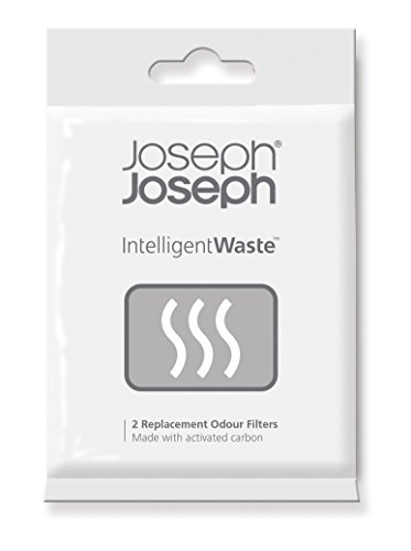 Joseph Joseph Intelligent IW2 Bin Liners Custom Fit Bags, Pack of 50, Clear & Intelligent Waste Replacement Carbon Odor Filters for Totem Titan Compost Bin, Pack of 2, Black