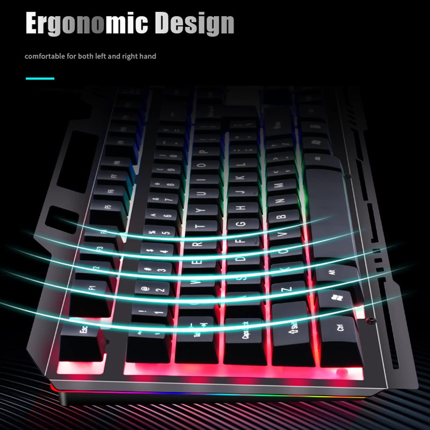 EXHNLE RGB Rainbow Gaming Keyboard and Mouse Combo, Backlit Computer Keyboard with Gaming Mouse, USB Wired Set for PC Gamer Laptop Work