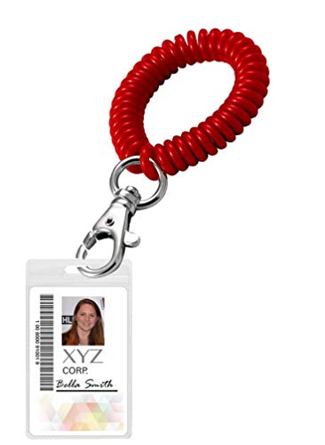 Lucky Line 2” Diameter Spiral Wrist Coil with Trigger Snap, Flexible Wrist Band Key Chain Bracelet, Stretches to 12”, Assorted Colors, 5 Pack (4071005)