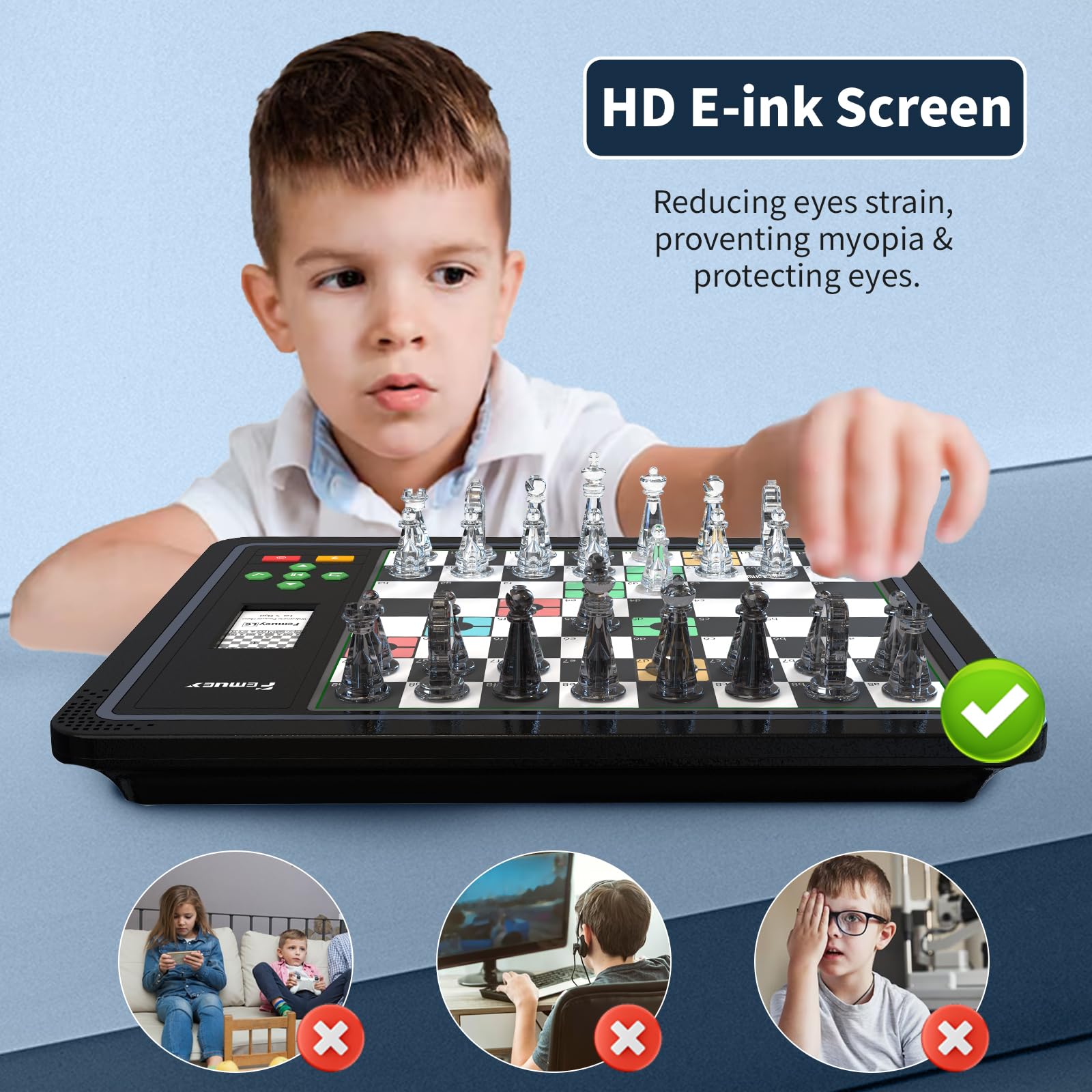 Electronic Chess Set, Chess Set Board Game, Computer Chess Game, Electronic Chess Game, LEDs,Built-in Battery, Great Partner for Play and Practice