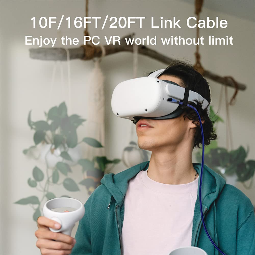 fanluoqi Link Cable 16 FT Compatible with Quest2 Accessories and PC/Steam VR，Supports fast charging High Speed PC Data Transfer,USB 3.0 to USB-C Cable for VR Headset and Gaming PC