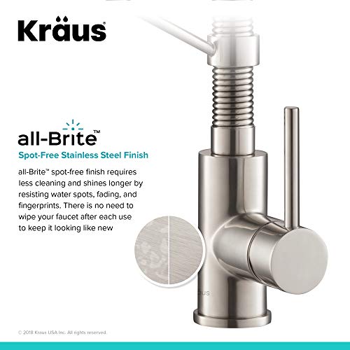 KRAUS Bolden 18-Inch Single Handle Commercial Style Pull-Down Kitchen Faucet with Soap Dispenser in Matte Black, KPF-1610MB-KSD-43MB