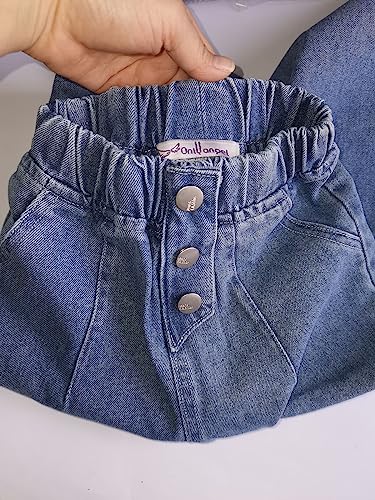 Milokado OnlyAngel Kids Girls Washed Elastic Waist Jeans Age 4-13 Years (Blue, 8-9 Years)