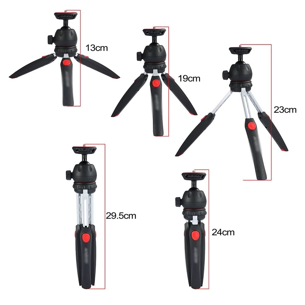 DSFEOIGY Mini Tabletop Tripod Phone Camera Tripod Portable Foldable with 1/4" Mounting Screw for DSLR/Mirrorless LED Video Light (Color : Black)