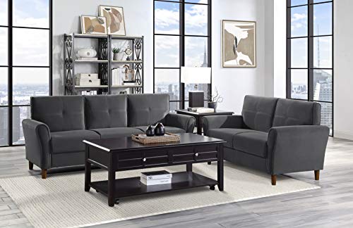 Lexicon Morgan 80" W Velvet Living Room Sofa Couch, Gray