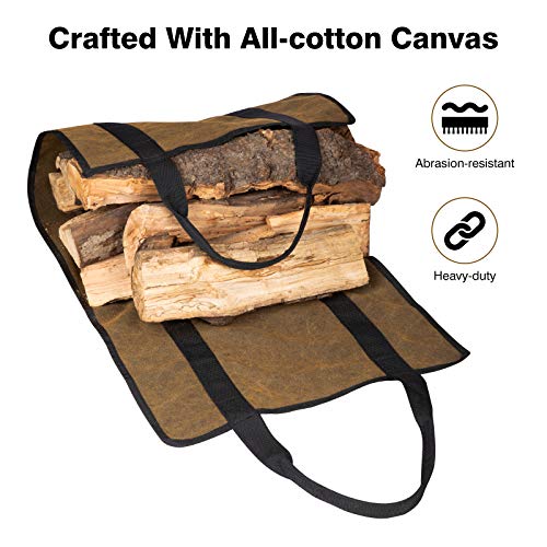 GASPRO Firewood Carrier, 40 x 18inch Firewood Tote Bag, Canvas Log Carrier with Reinforced Handles, Double Sides Usable