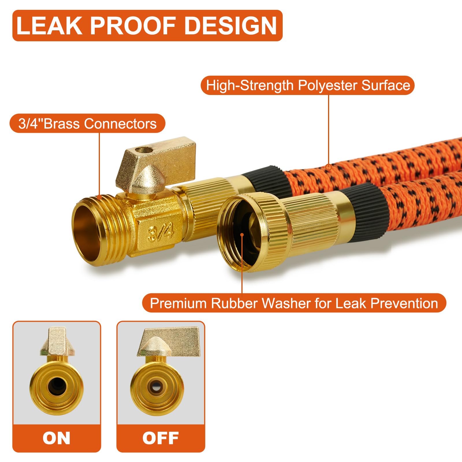 Expandable Garden Hose 25 ft with 10 Functions Hose Sprayer, Flexible Garden Hose Leak-Proof with Natural Latex,No-Kink Collapsible Hose Orange
