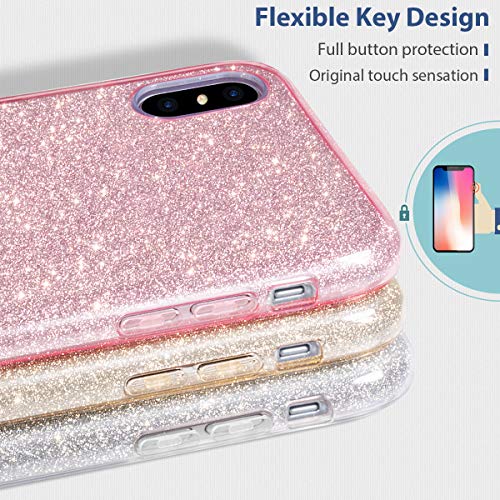 MATEPROX iPhone Xs Max case,Bling Sparkle Cute Girls Women Protective Case for iPhone Xs max 6.5"(Pink)