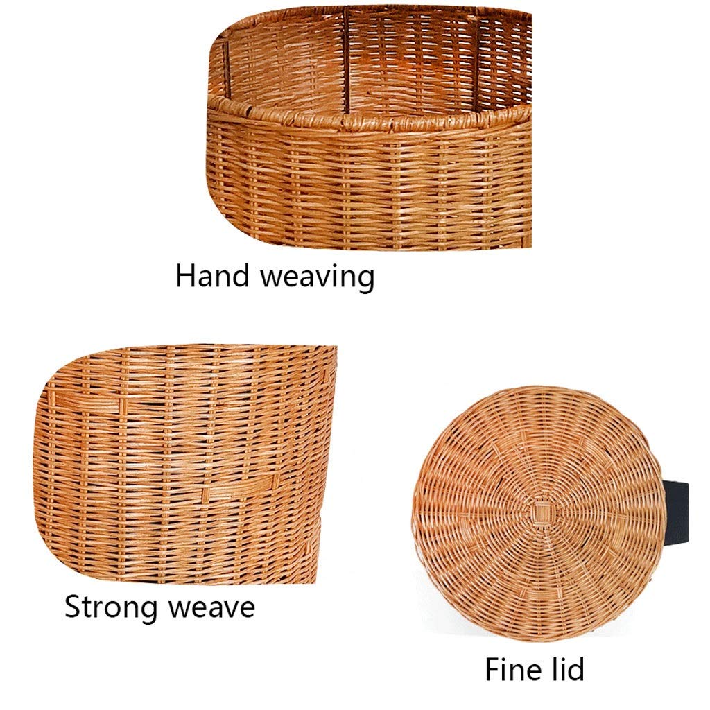Nordic Creative Natural Rattan Trash Can Slow Down Silent Pedal Garbage Bin with Lid Fashion Country Style Wastebasket (Color : Yellow, Size : 8L)