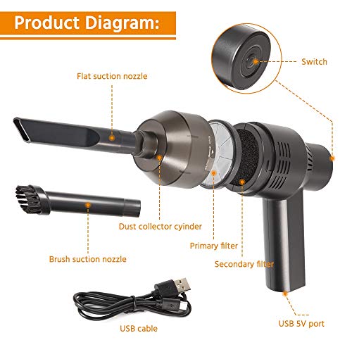 YKSINX Mini Handheld Vacuum Cordless, Keyboard Vacuum Cleaner, Rechargeable Computer Cleaner for Cleaning Small Areas