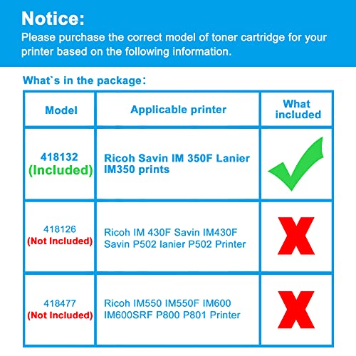 LCL Compatible Toner Cartridge Replacement for Ricoh 418132 IM350 IM350F Savin IM350F High Yield Savin IM 350F Lanier IM350 Prints (1-Pack Black)