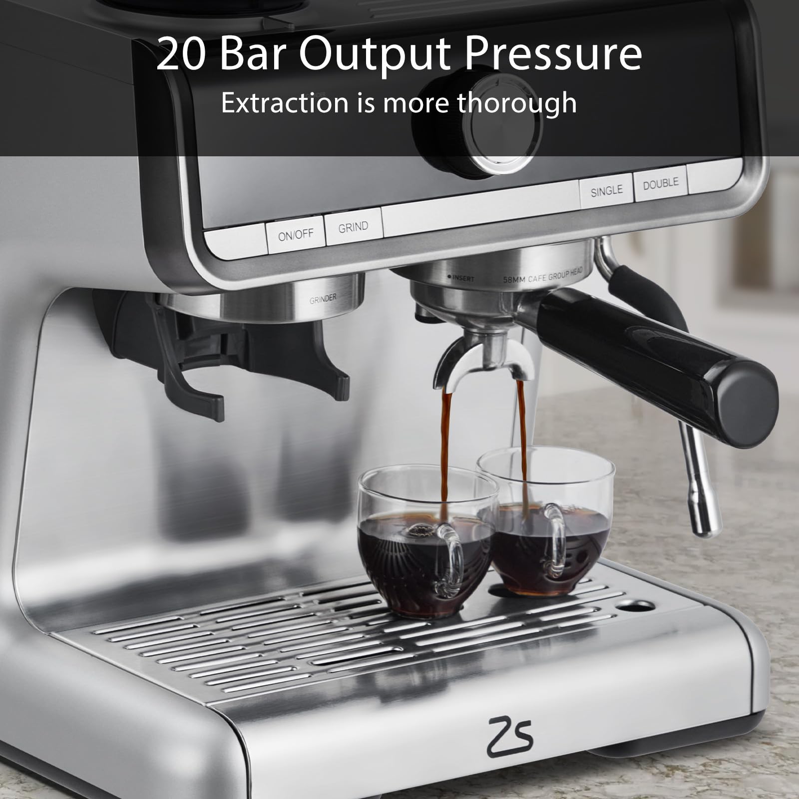 GarveeHome Espresso Machine, 20 Bar Professional Semi Automatic Espresso Maker with Grinder and Milk Frother Steam Wand, for Cappuccinos or Macchiatos