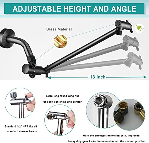 Dual Shower Head,12" High Pressure Rain Shower Head with Handheld Shower Head Spray Combo,High Pressure Showerheads with 78" Long Hose,Black
