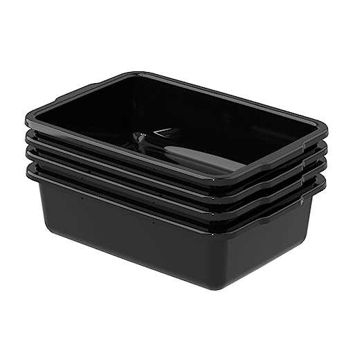 Tyminin 35 L Commercial Bus Tubs Box/Tote Box, Plastic Utility Basin Tub, Black, 4-Pack